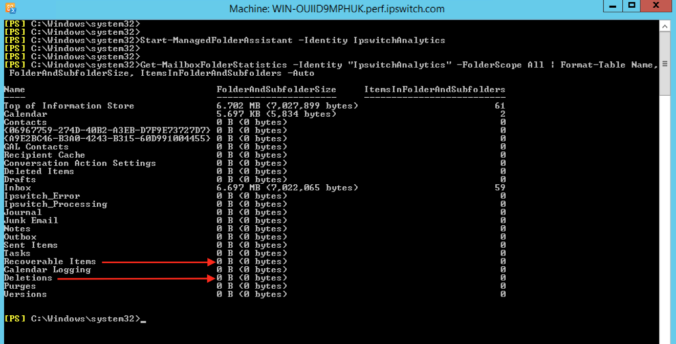 Administración del almacenamiento del Buzón de Exchange para Ipswitch Analytics