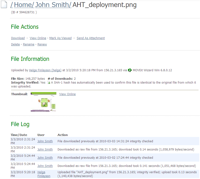 Web Interface - Folders - File View